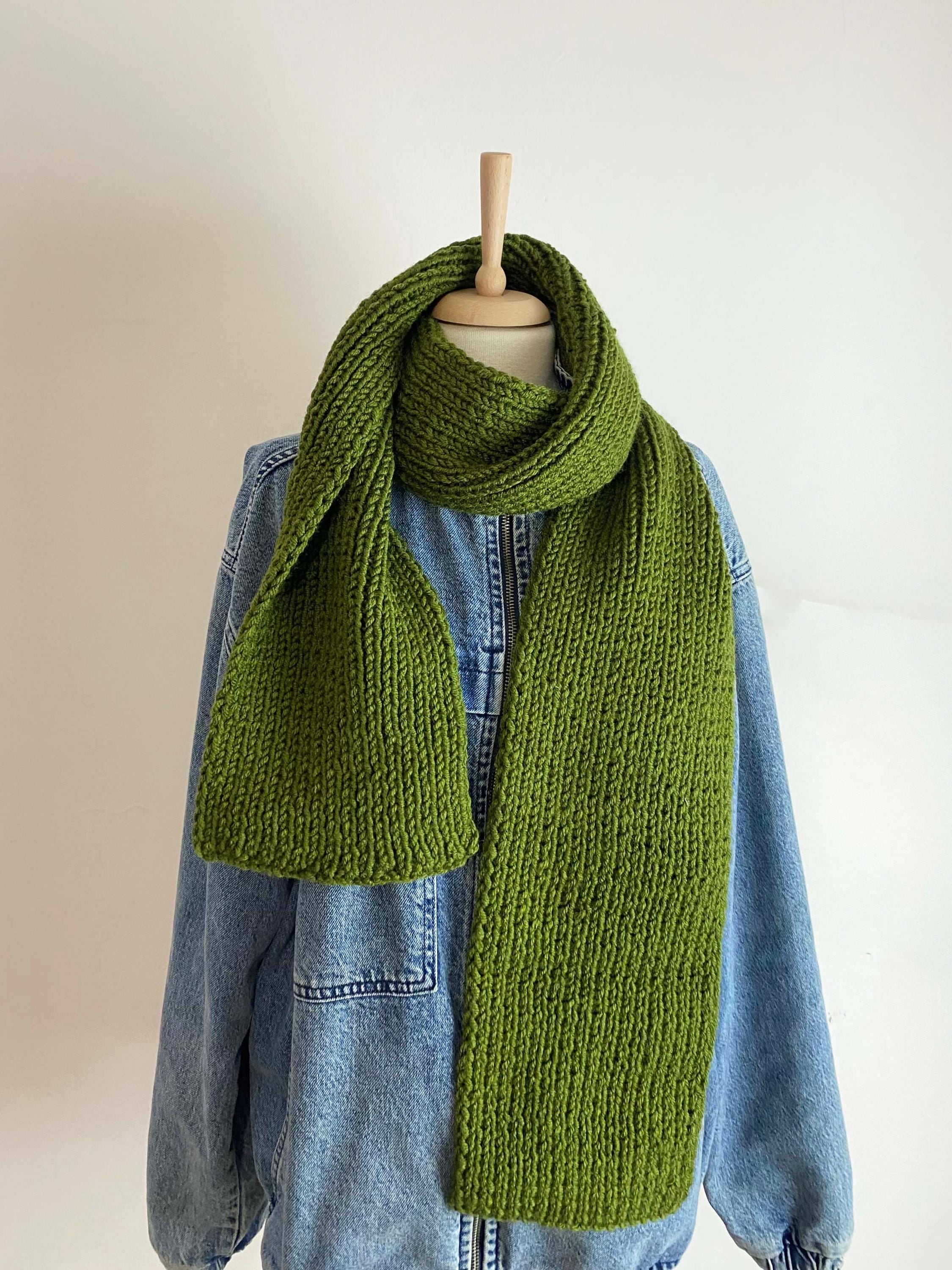 Green Knit Scarf - Unisex Wool Winter Scarf - Etsy