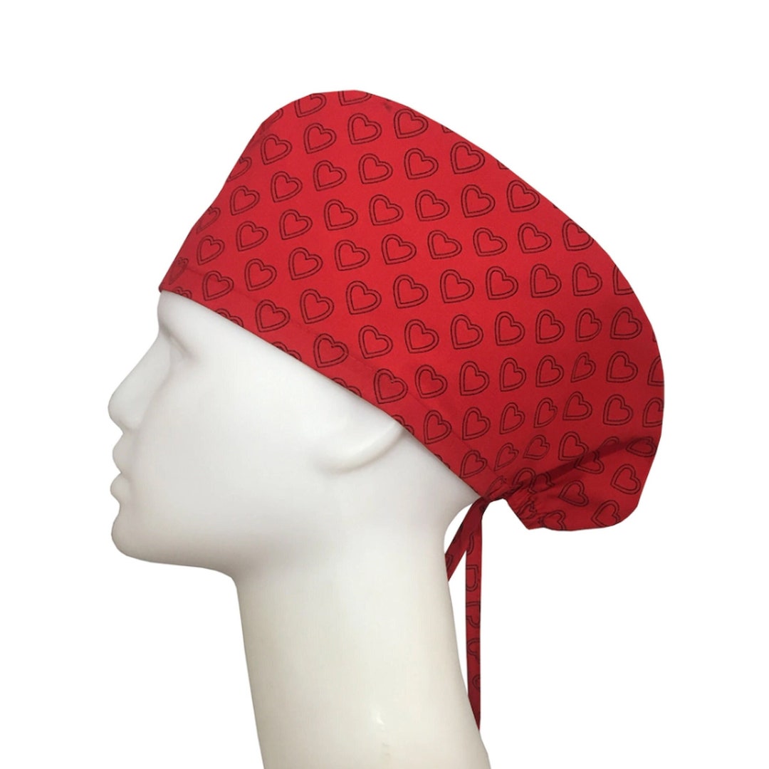 Red Heart Surgical Scrub Cap | Heart Scrub Hat, Nurse Gift, Women ...