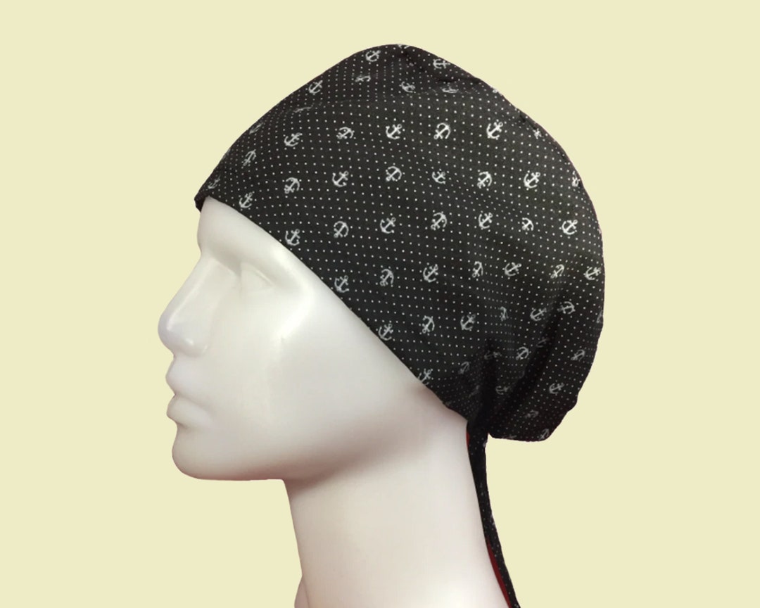 Black Anchor Scrub Hat: Unisex Cotton Nautical Cap, Chemo Hat - Etsy