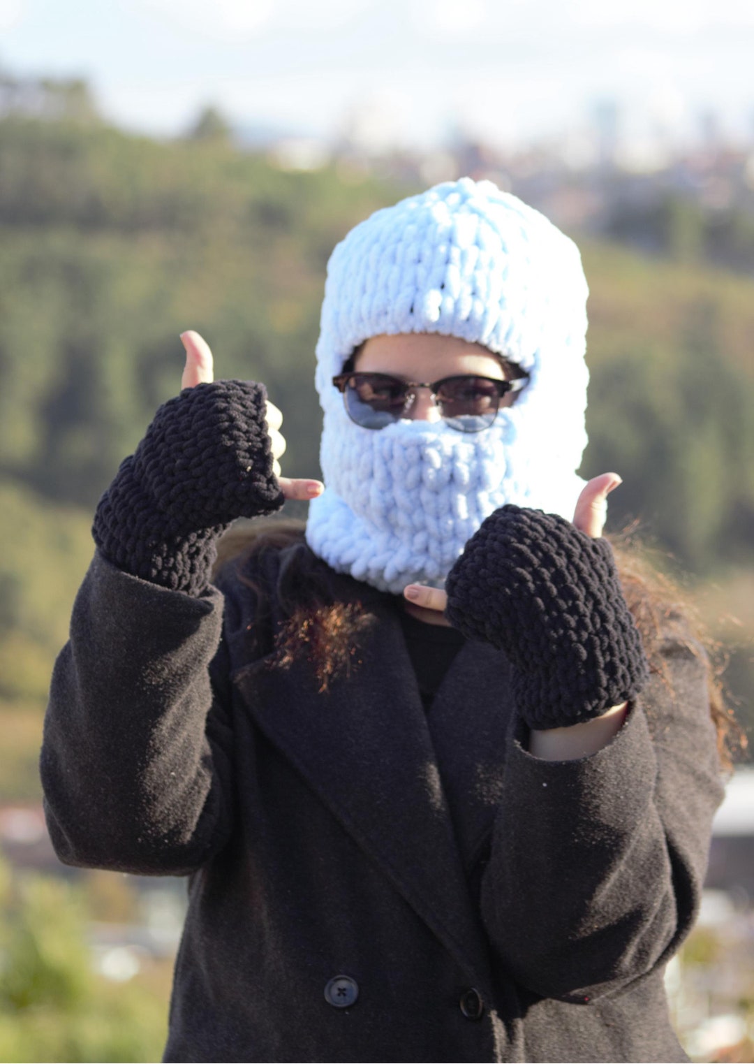 Blue Balaclava Hat Ski Mask Balaclava, Balaclava for Skiing, Womens ...