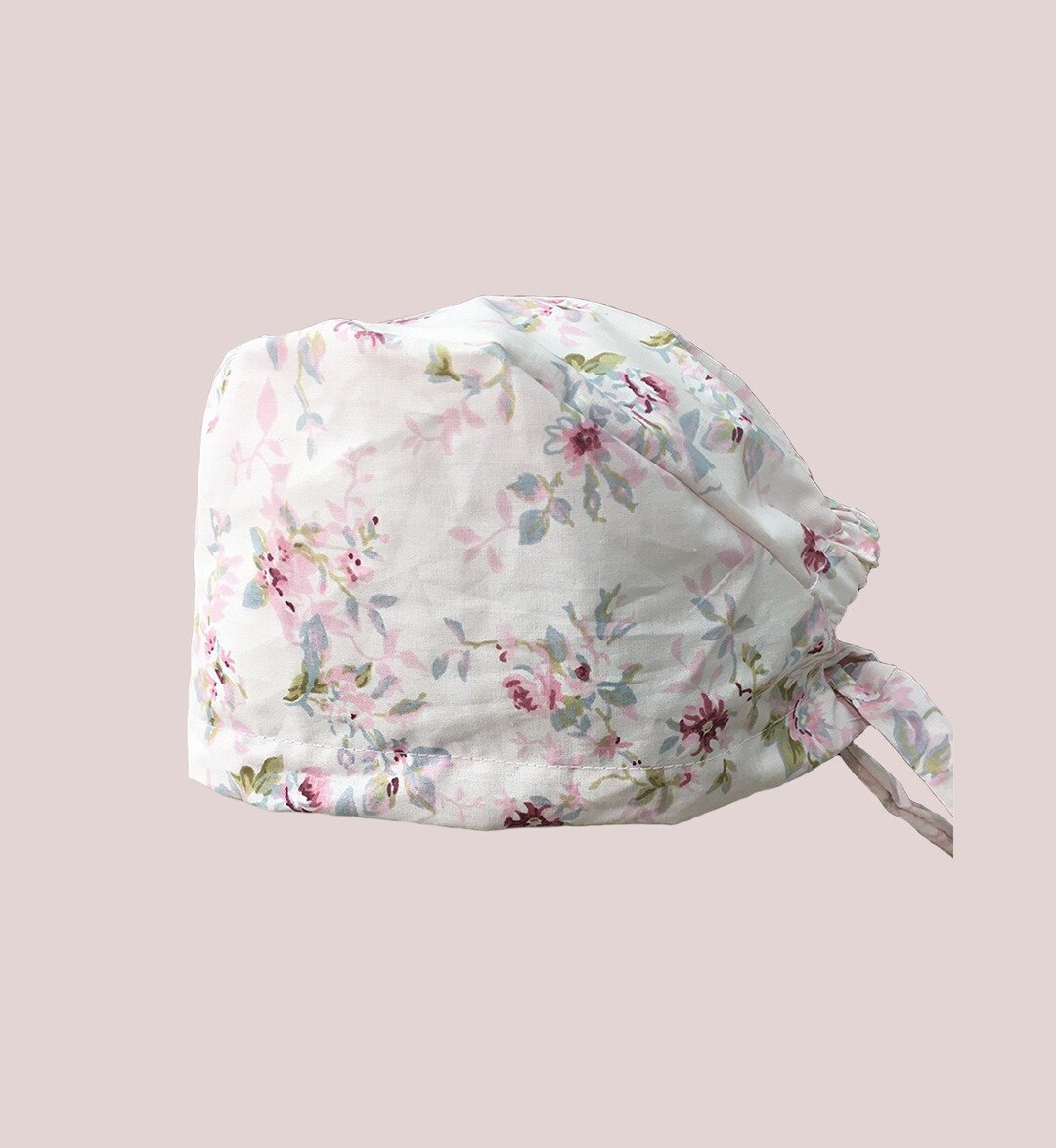 Floral Bonnet Scrub Hats for Women, Bouffant Scrub Hat, Surgical Cap ...