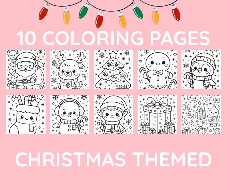 Kawaii Christmas Coloring Pages | 10 Cute Holiday Printables for Kids ...