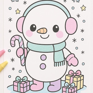 Kawaii Christmas Coloring Pages | 10 Cute Holiday Printables for Kids ...