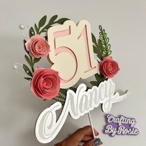 Birthday Cake Topper | Floral Cake Topper | Floral Party | Girl Cake ...