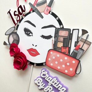 Make up Cake Topper | Glam Spa Party | Cosmetology Decor | Make up ...