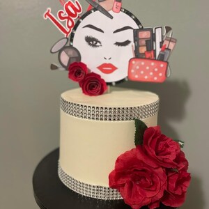 Make up Cake Topper | Glam Spa Party | Cosmetology Decor | Make up ...