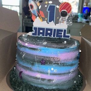 Outer Space Cake Topper | Astronautbirthday | Two the Moon | Galaxy ...