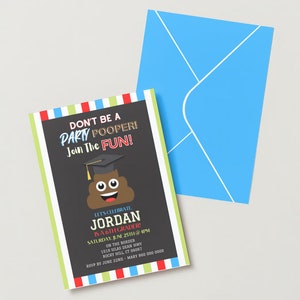 EDITABLE Poop Emoji Digital Invitation Personalized Graduation Invite ...