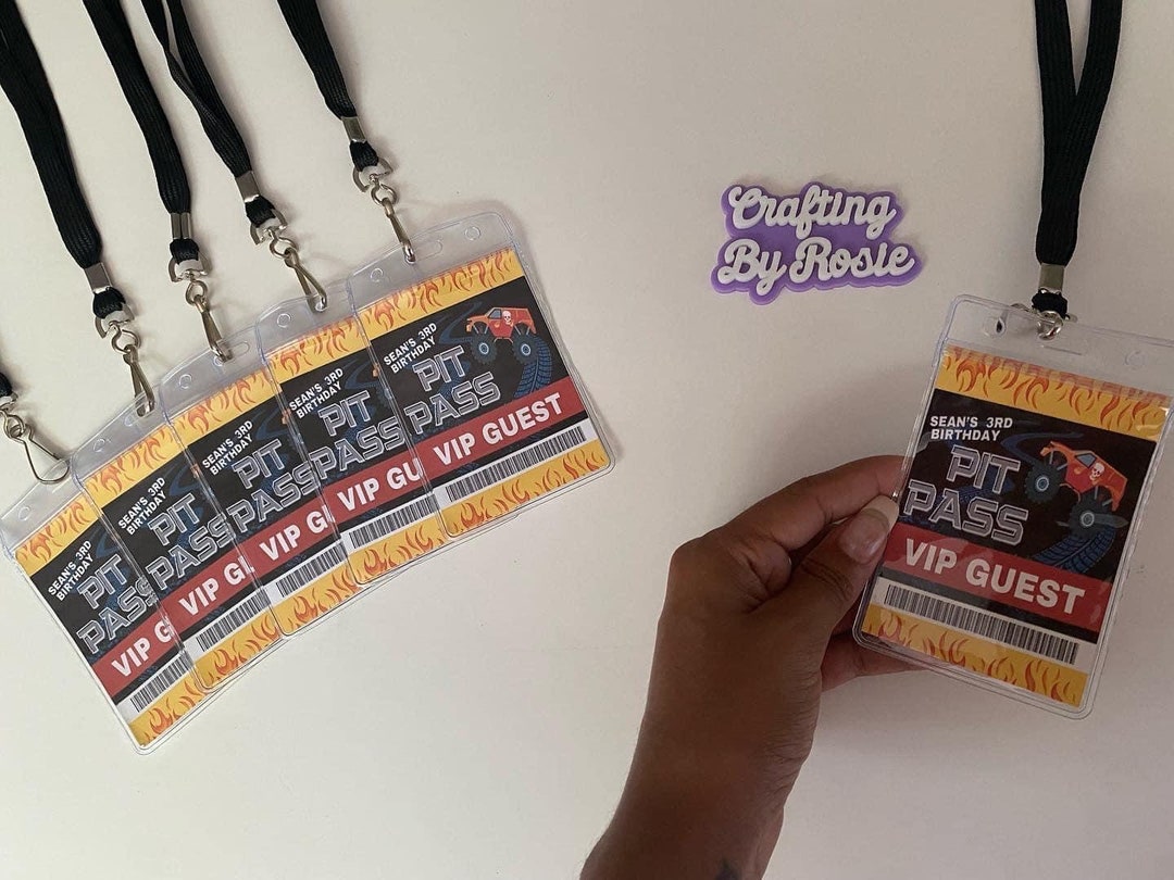 VIP TAGS Monster Truck Tags Party Tags Birthday VIP Tags Truck Party ...