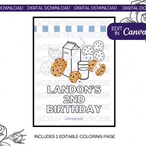 EDITABLE Milk and Cookies Coloring Set | Personalized Coloring Pages ...