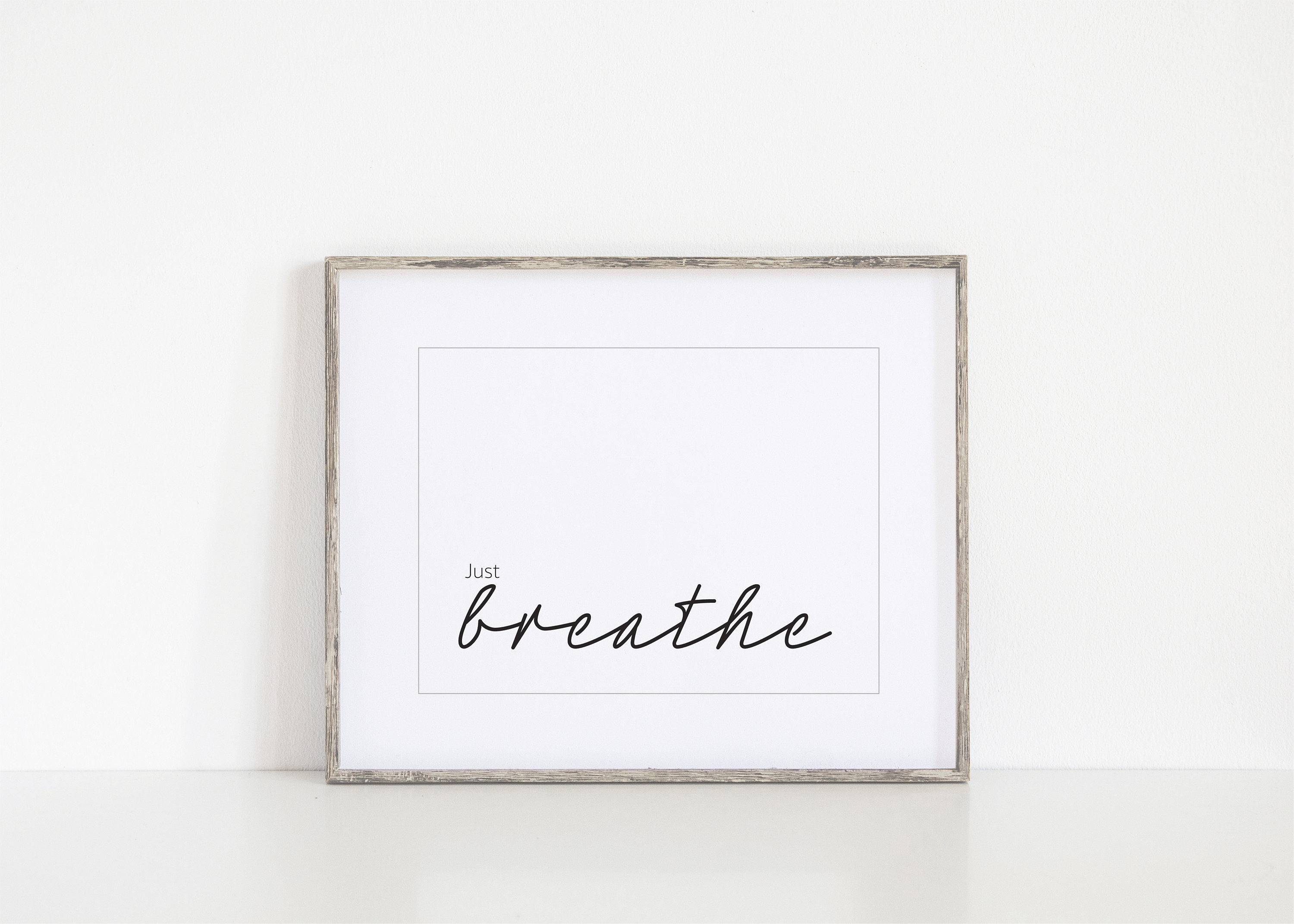 Just Breathe Wall Art, Typography Wall Art, Minimalist Wall Art ...