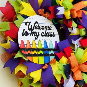 Classroom Wreath, School Decor, School Wreath, Preschool Wreath, Crayon ...