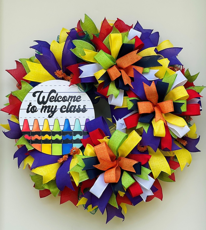 Classroom Wreath, School Decor, School Wreath, Preschool Wreath, Crayon ...