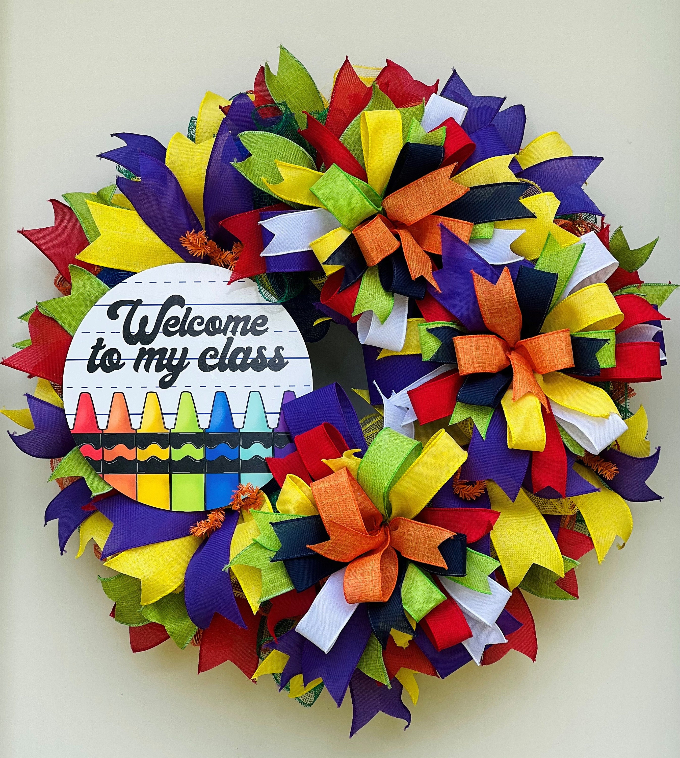 Classroom Wreath, School Decor, School Wreath, Preschool Wreath, Crayon ...