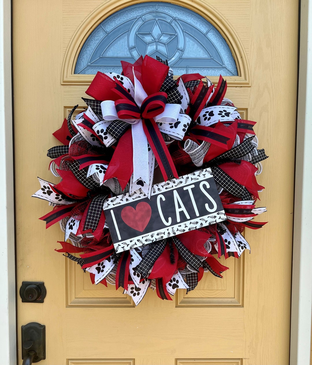 Cat Wreath, I Love Cats, Cat Decor, Cat Door Decor, Animal Wreath - Etsy