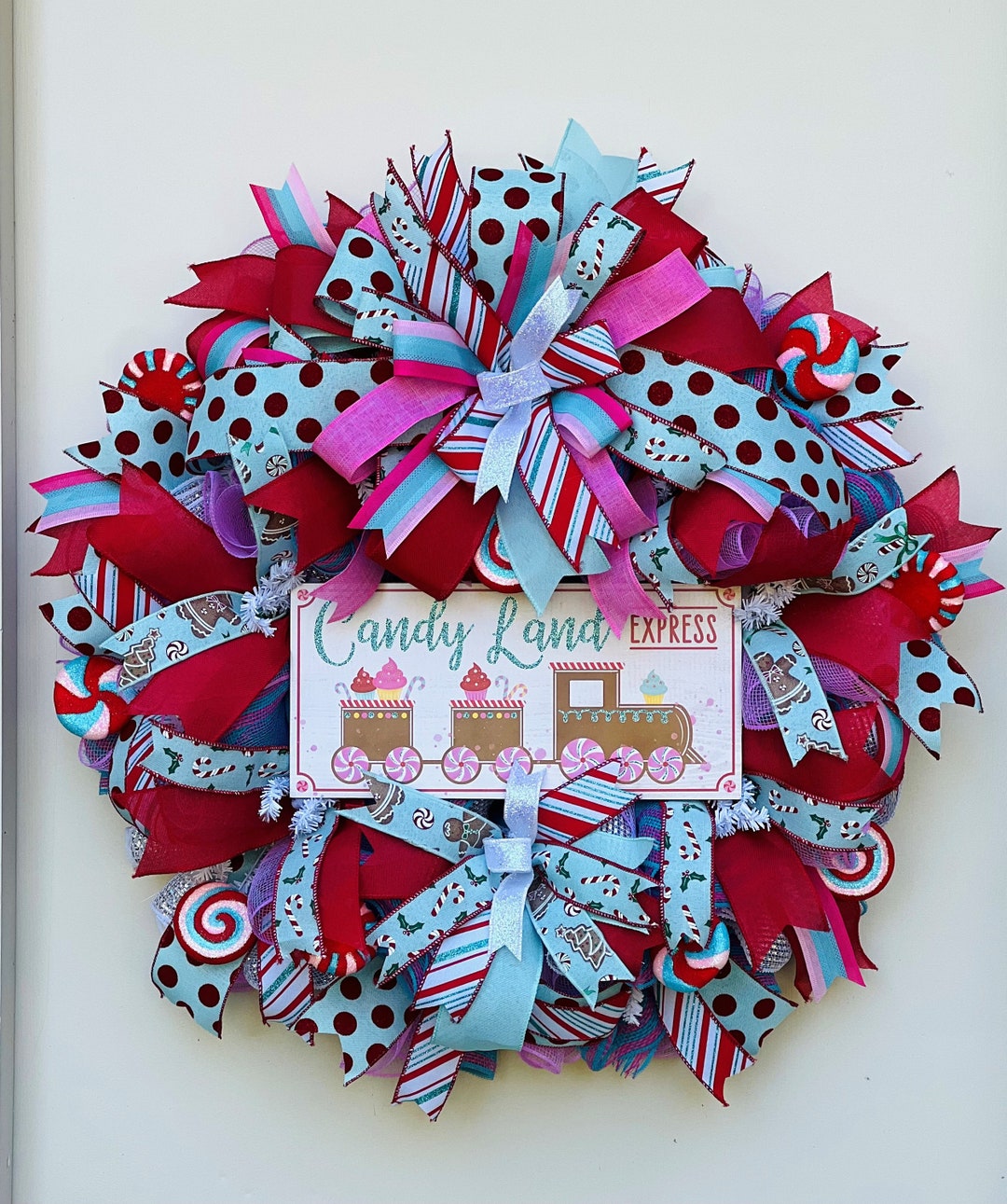 Candy Christmas Wreath: Sweet Holiday Front Door Decor - Etsy