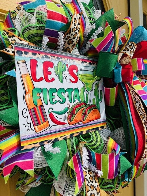 Fiesta Wreath, Taco Wreath, Southwest Wreath, Beer Wreath, San Antonio ...