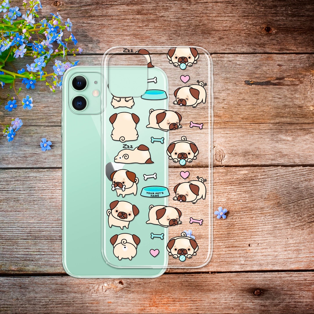 Phone Cover With Funny Pug for iPhone 15 Pro Max Pug Phone Case Add Pet ...