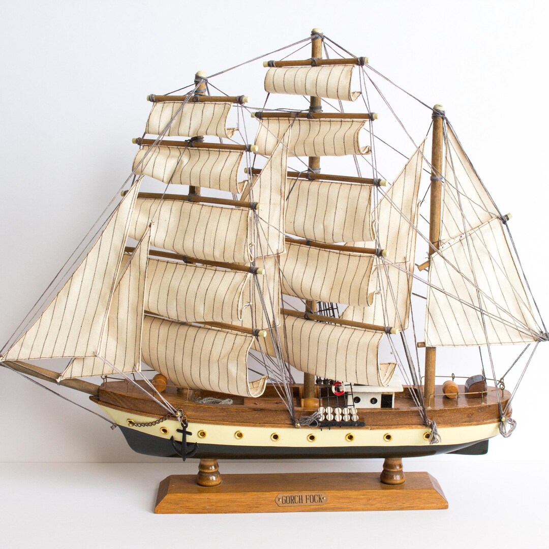 Vintage Model Ship, Gorch Fock German Barque Beautiful Tall Ship With ...