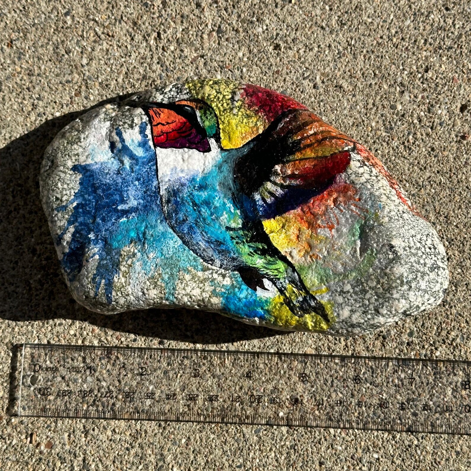 Hummingbird Rock, Hummingbird Decor, Rainbow Watercolor Decor ...