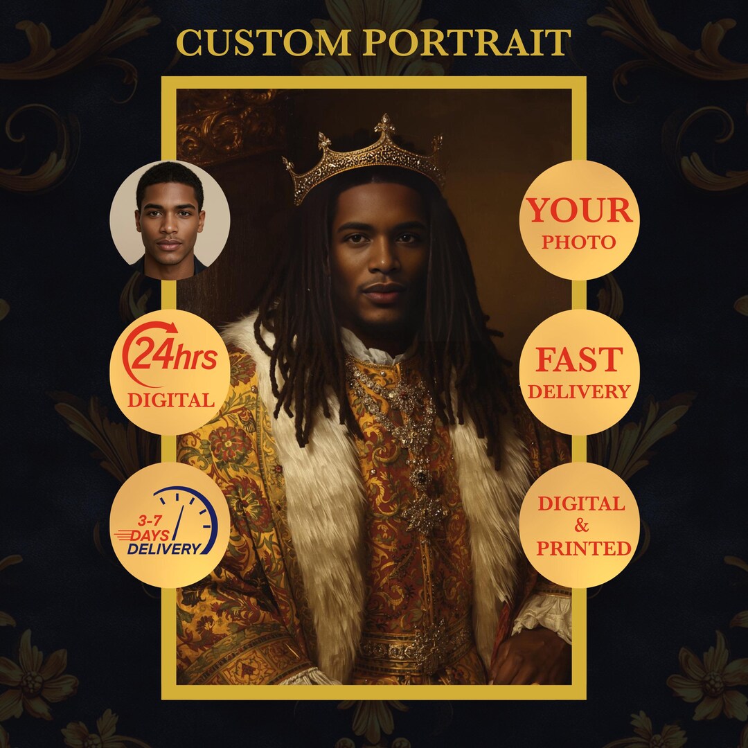Personalized King Portrait | Custom Renaissance Noble Artwork | Royal ...