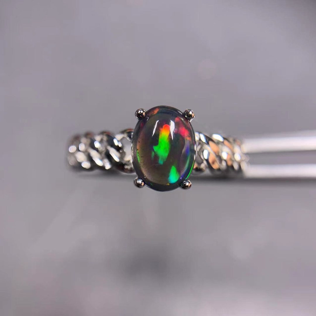 Black Opal Ring, Australian Opal Ring, Natural Opal, Genuine Opal, Opal ...