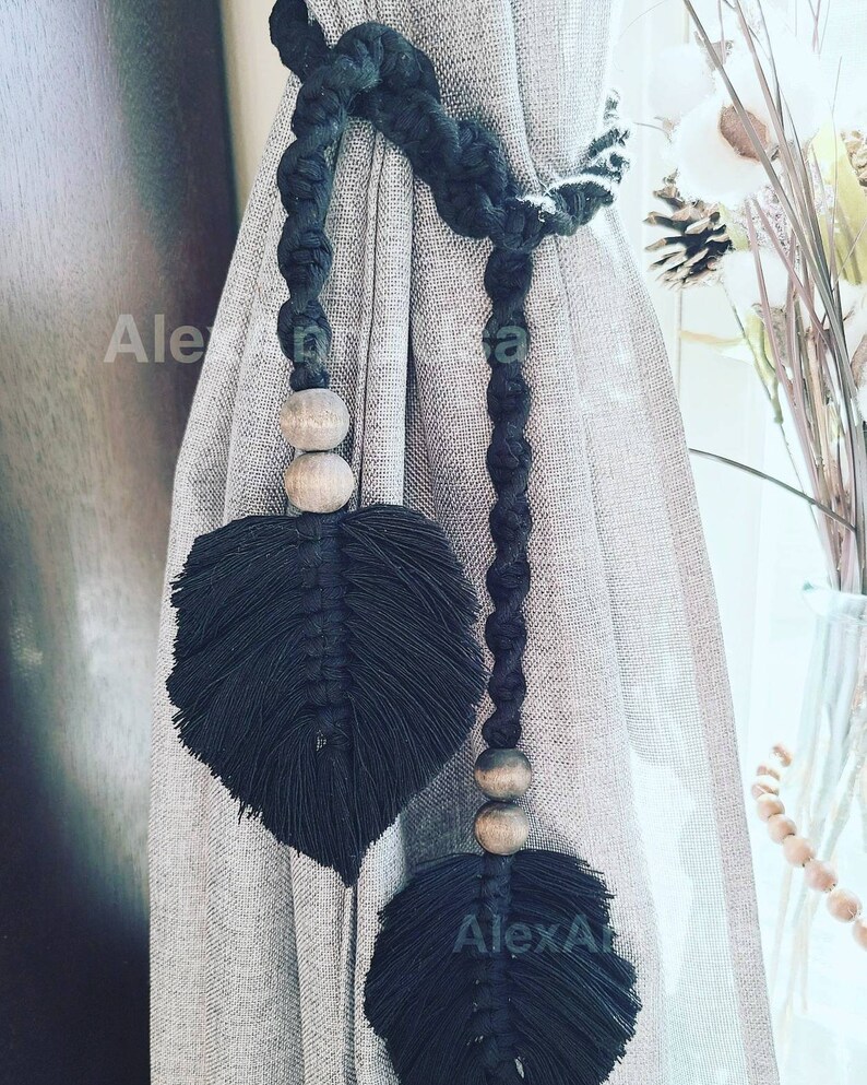 Curtain Tiebacks Feather Macrame Ties - Etsy