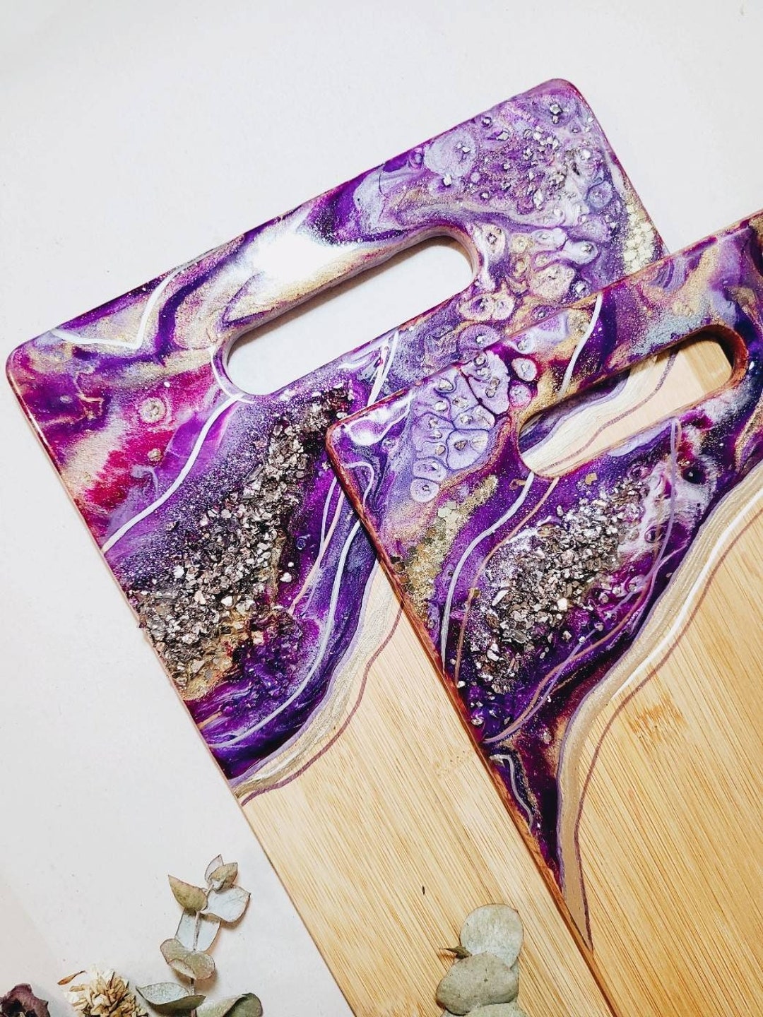 Geode Cutting Board Set Kitchenware Cheese Board Wooden Resin Art Resin ...