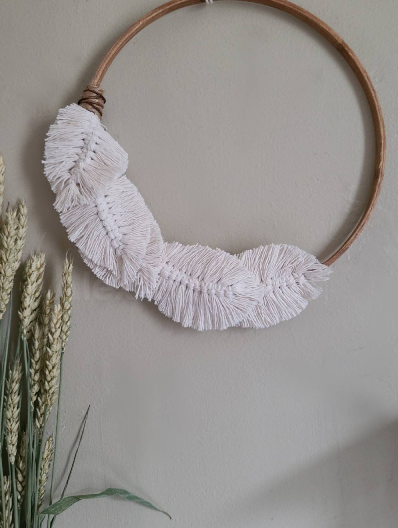 Macrame Feather Wall Hanging Simplist Decor Wooden Wreath | Etsy Macrame Feather Wall Hanging Simplist Decor Wooden Wreath | Etsy