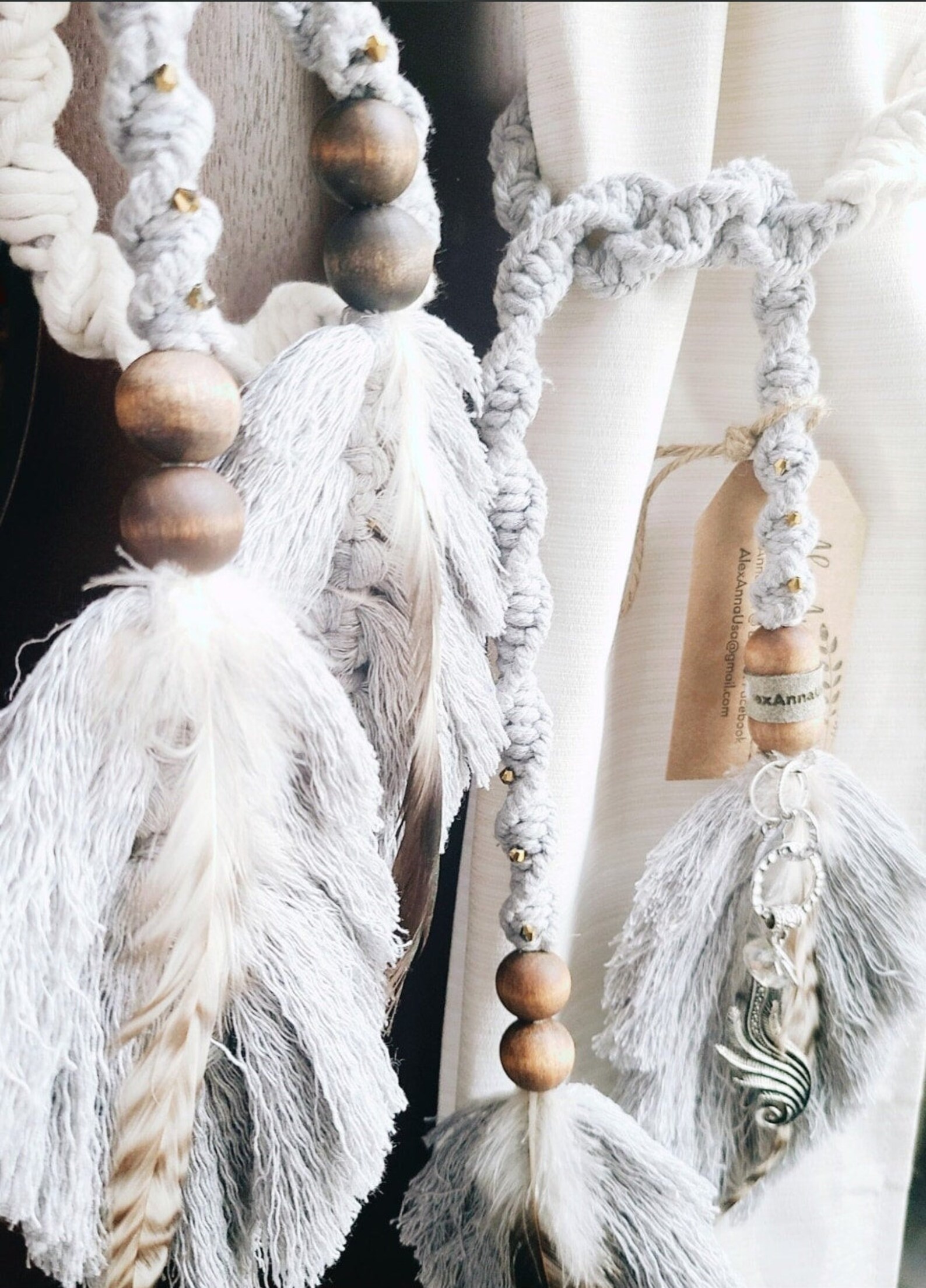 Curtain Tiebacks Boho Farmhouse Sparkle Feather Tiebacks - Etsy