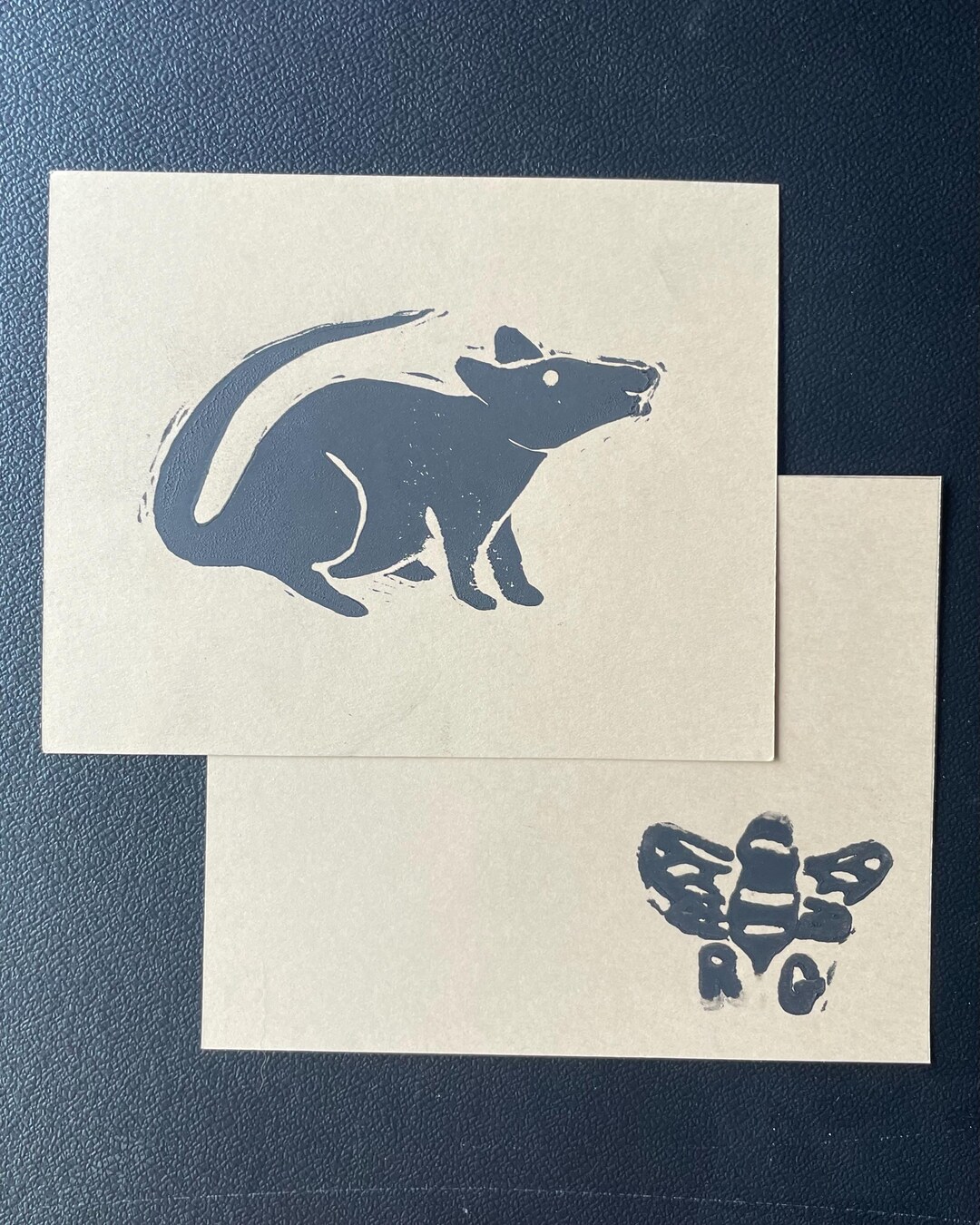 Rat Linocut Print - Mini Block Print - Rodent - Etsy