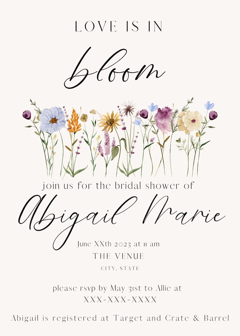 Bridal Shower Template | Love is in Bloom Bridal Shower Theme | Canva ...