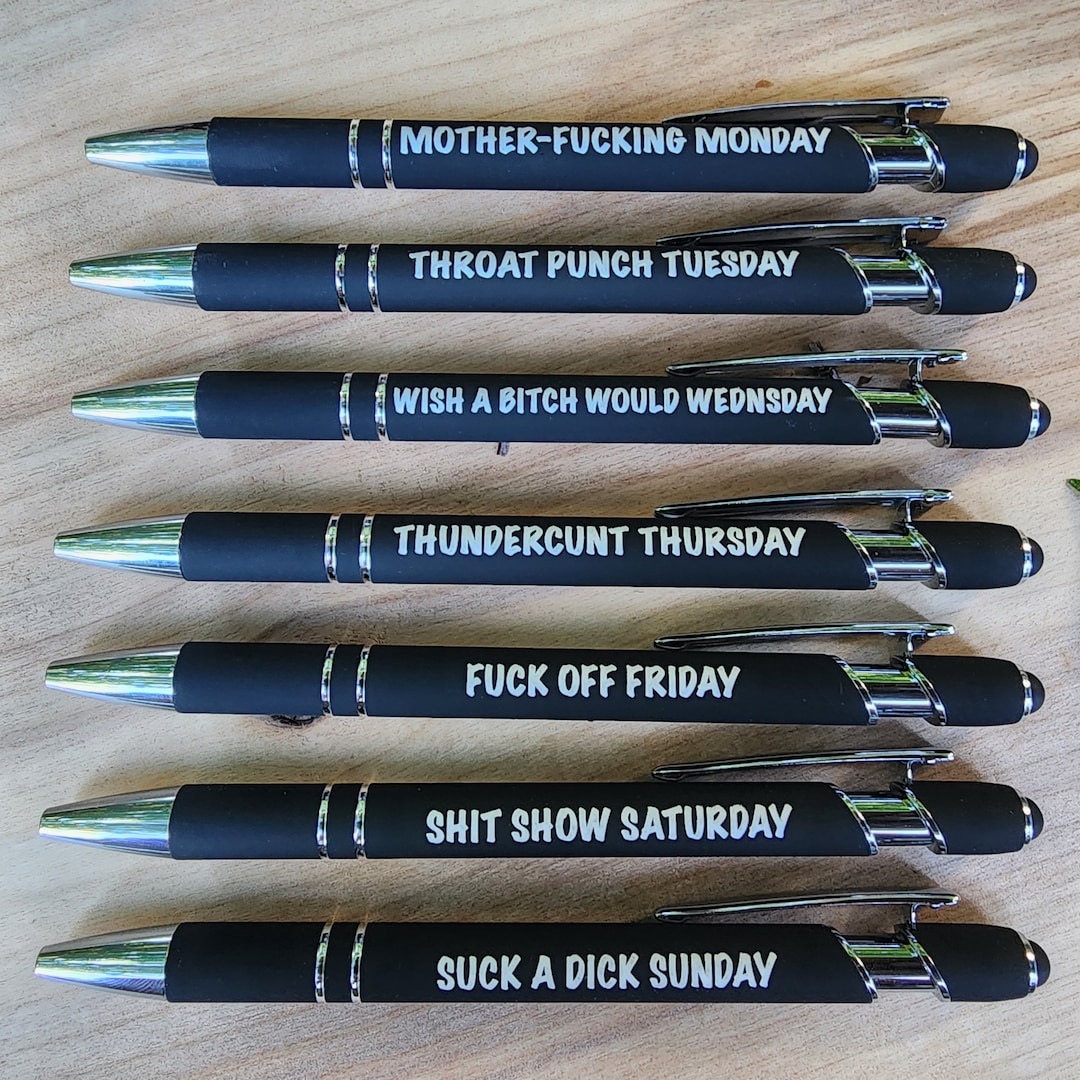 Funny Daily Pen Set of 7 Crappy Week Pens Sweary Word - Etsy