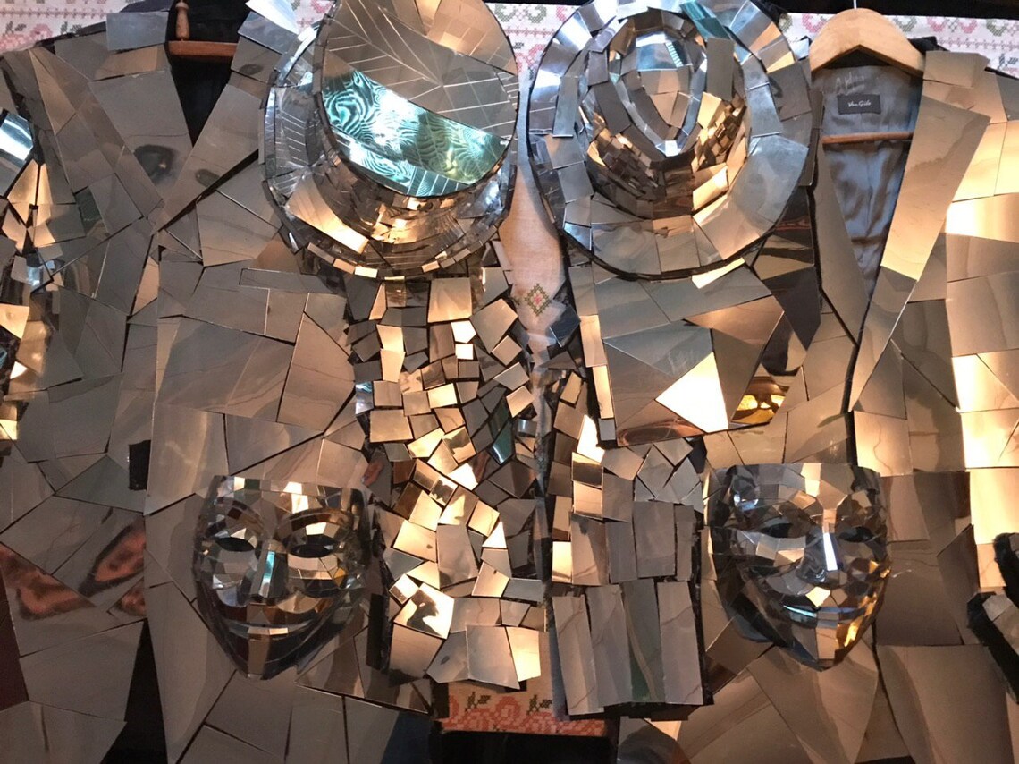 Mirrored Men's classic Suit Made of Mirror Plastic for Men Style Broken ...