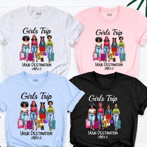 Custom Destination Girls Trip 2025 Shirt Matching Vacation Group Tee, Girls Holiday Tshirt ...