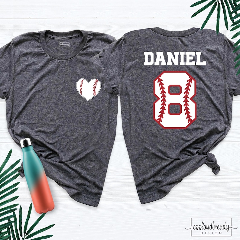 Baseball Heart Shirts Custom Team Number and Name Tee, Personalized ...