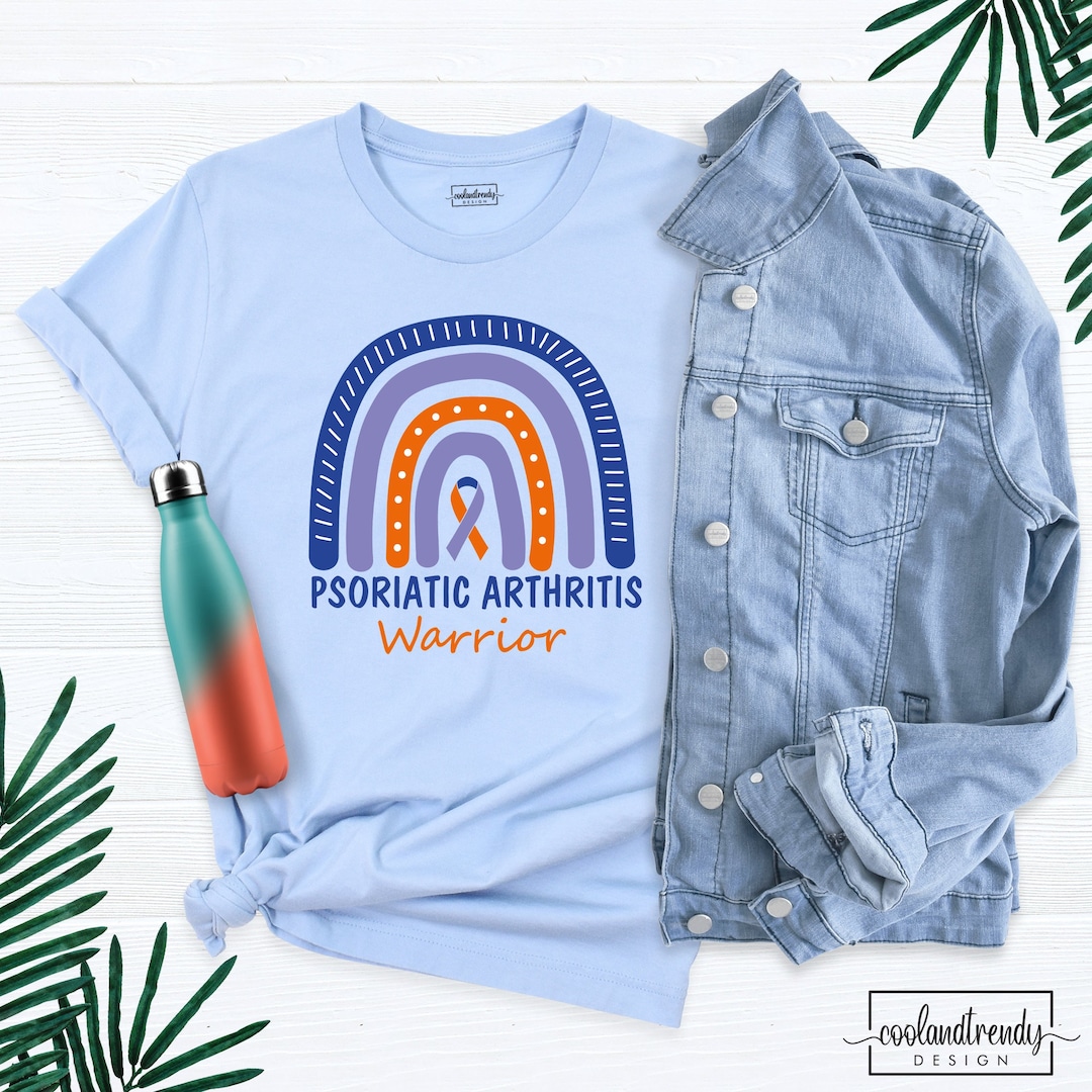 Psoriatic Arthritis Warrior Shirt, Rainbow Lavender and Orange Ribbon ...