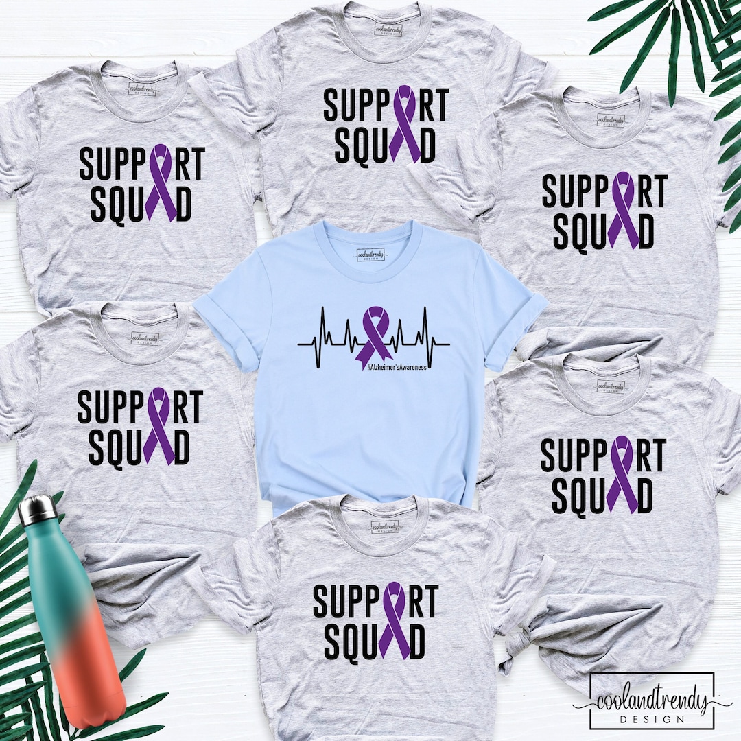 Support Squad Alzheimer's Awareness Purple Ribbon Shirt, Group Cancer ...