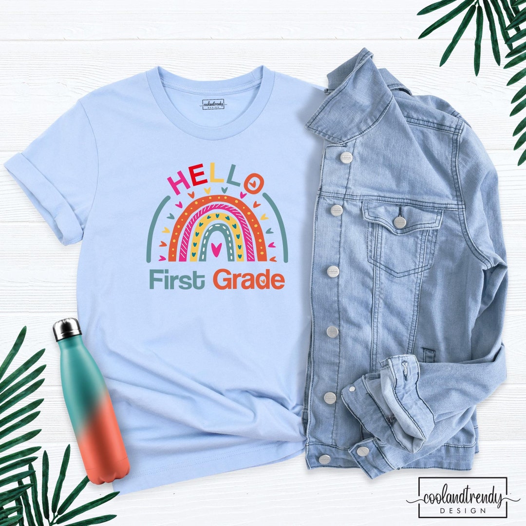 Hello First Grade Shirt, Back to School Tee, First Grade Rainbow Shirt ...