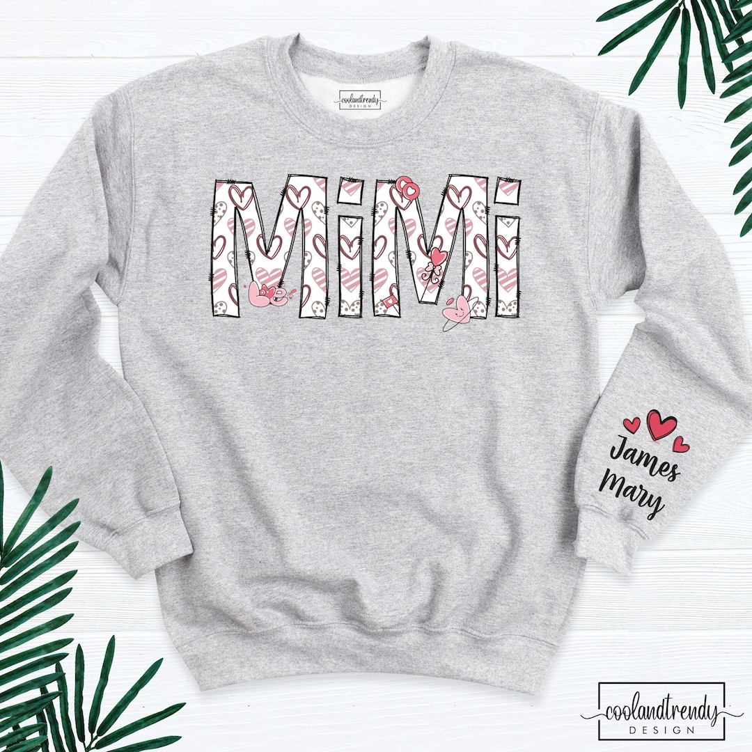 Custom Mimi Sweatshirt With Kids Name on Sleeve, Custom Nana Long ...