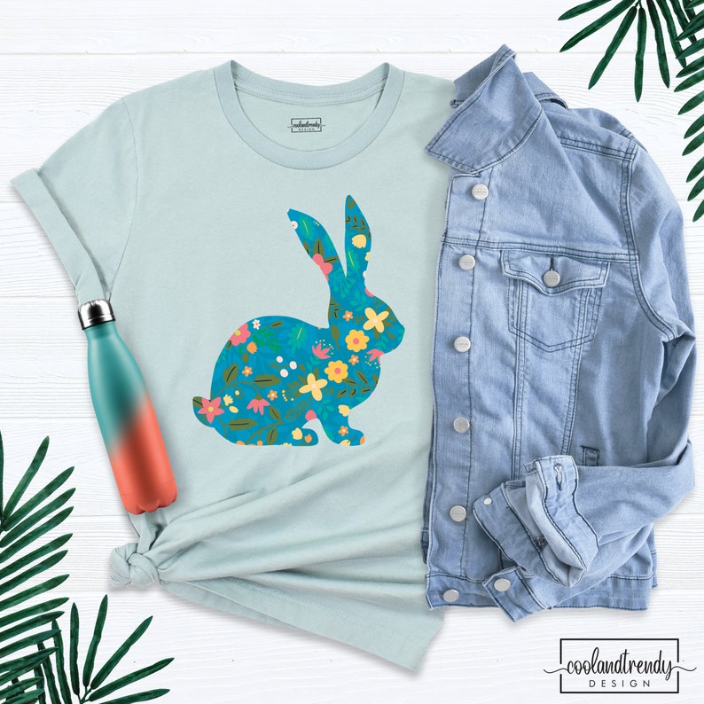 Spring Floral Bunny Shirt, Cute Floral Easter Shirt, Nature Lover Shirt ...