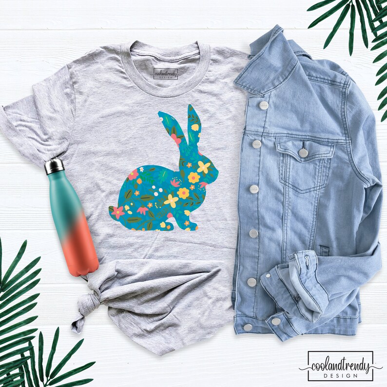 Spring Floral Bunny Shirt, Cute Floral Easter Shirt, Nature Lover Shirt ...
