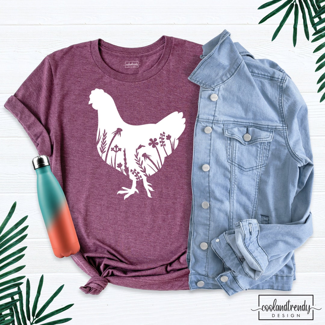 Floral Chicken Shirt, Chicken T-shirt, Chicken Shirt, Chicken Clothing ...