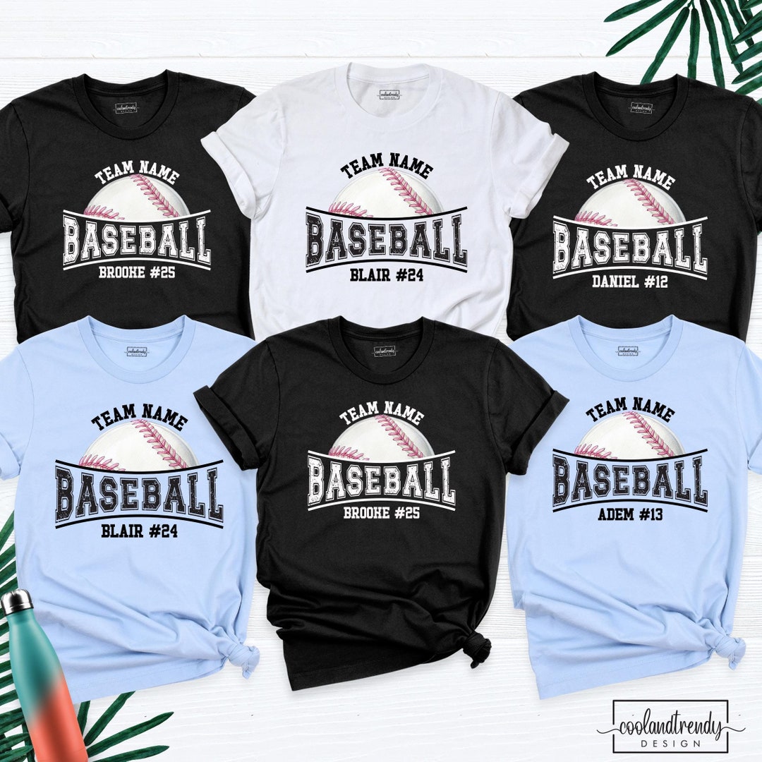 Custom Baseball Shirt Team Name Number Tee, Personalized Player Name ...