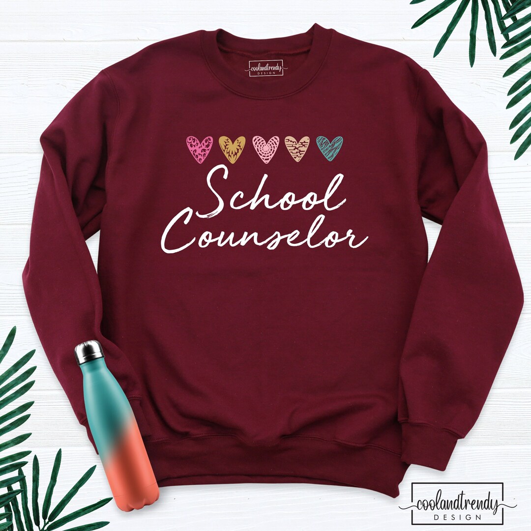 School Counselor Heart Long Sleeve, Academic Counselor Hoodie, Back to ...
