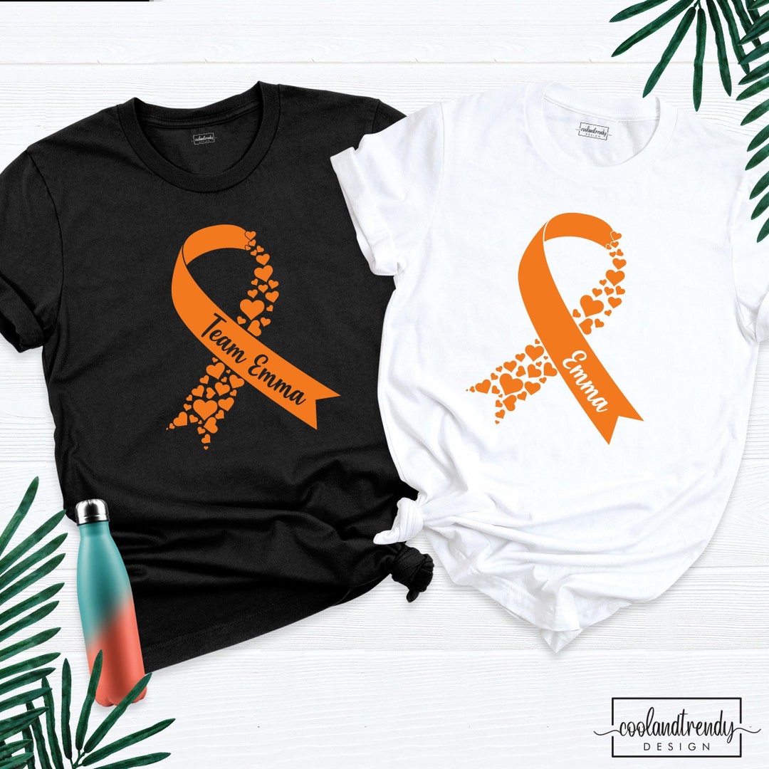 MS Shirt Custom Name Heart Orange Ribbon Tee, Multiple Sclerosis Tee ...
