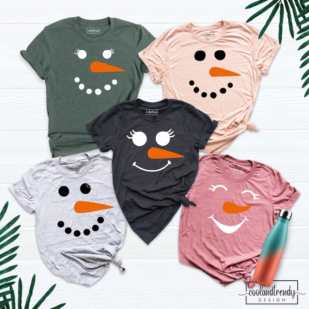 Cute Snowman Face Shirt Gift for Kids, Family Snowman Shirt, Snowman ...