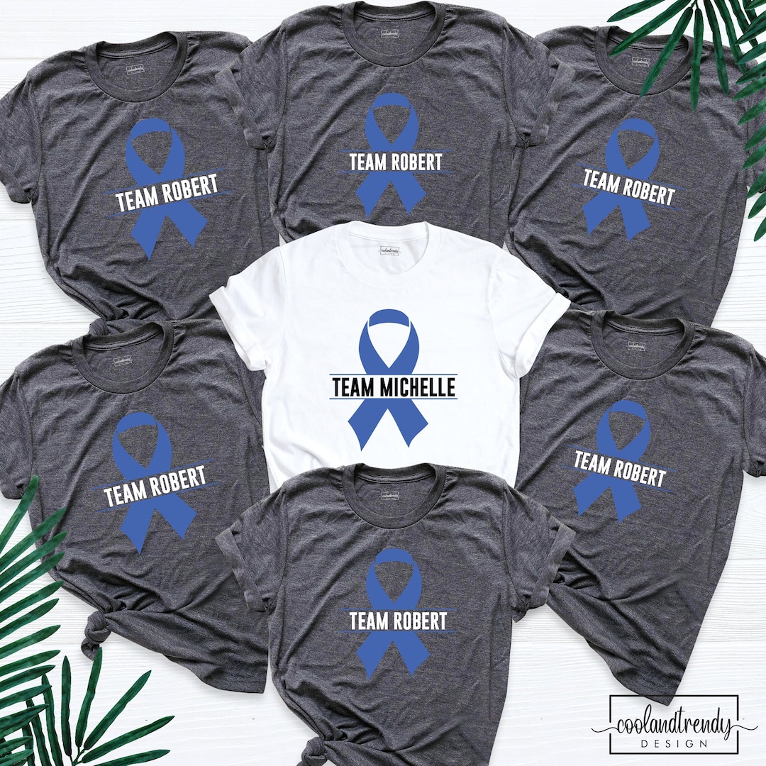 Colon Cancer Support Team Shirt, Blue Ribbon Cancer Awareness Shirt ...