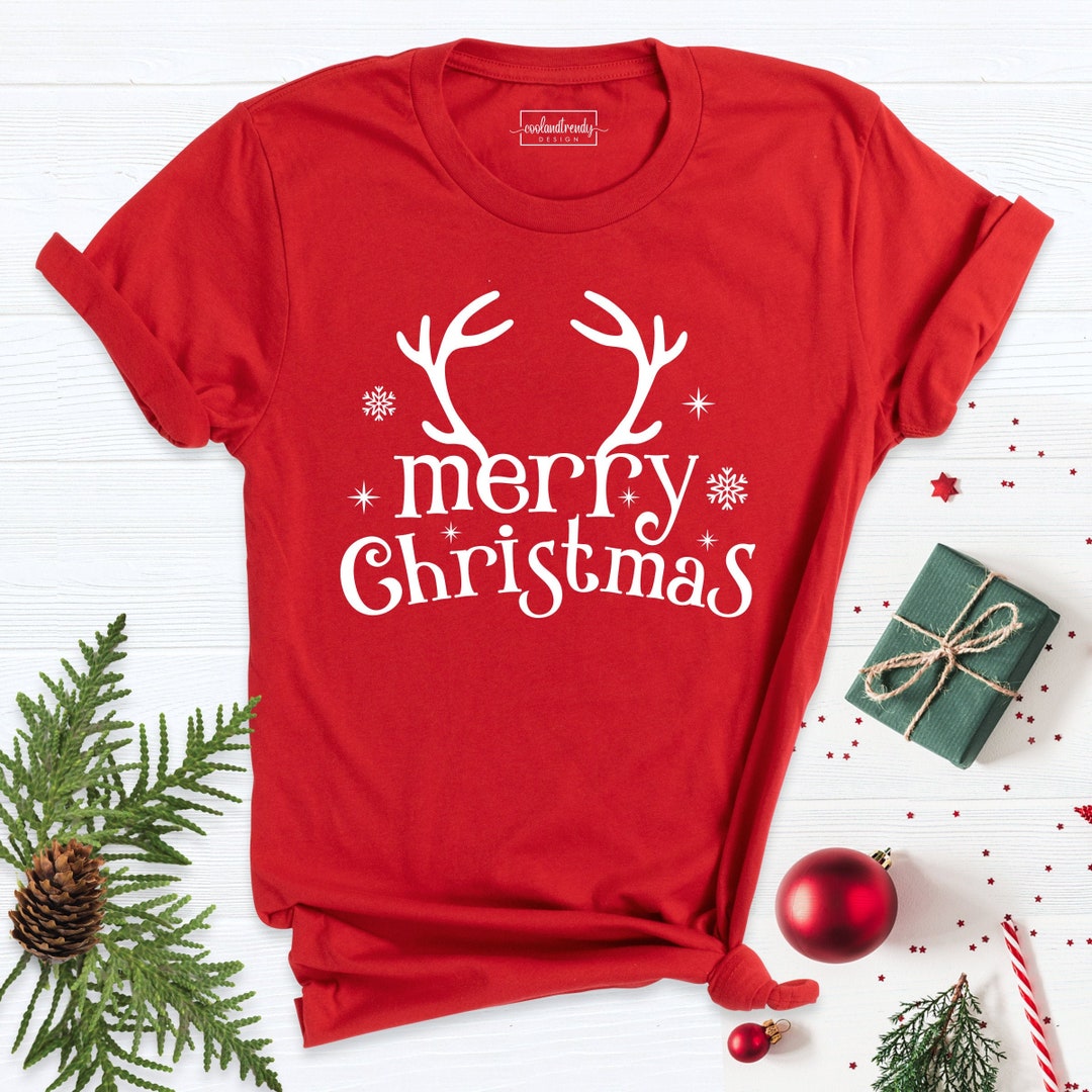 Christmas Tshirt, Christmas Shirt, Christmas Deer Shirt, Deer Antlers ...