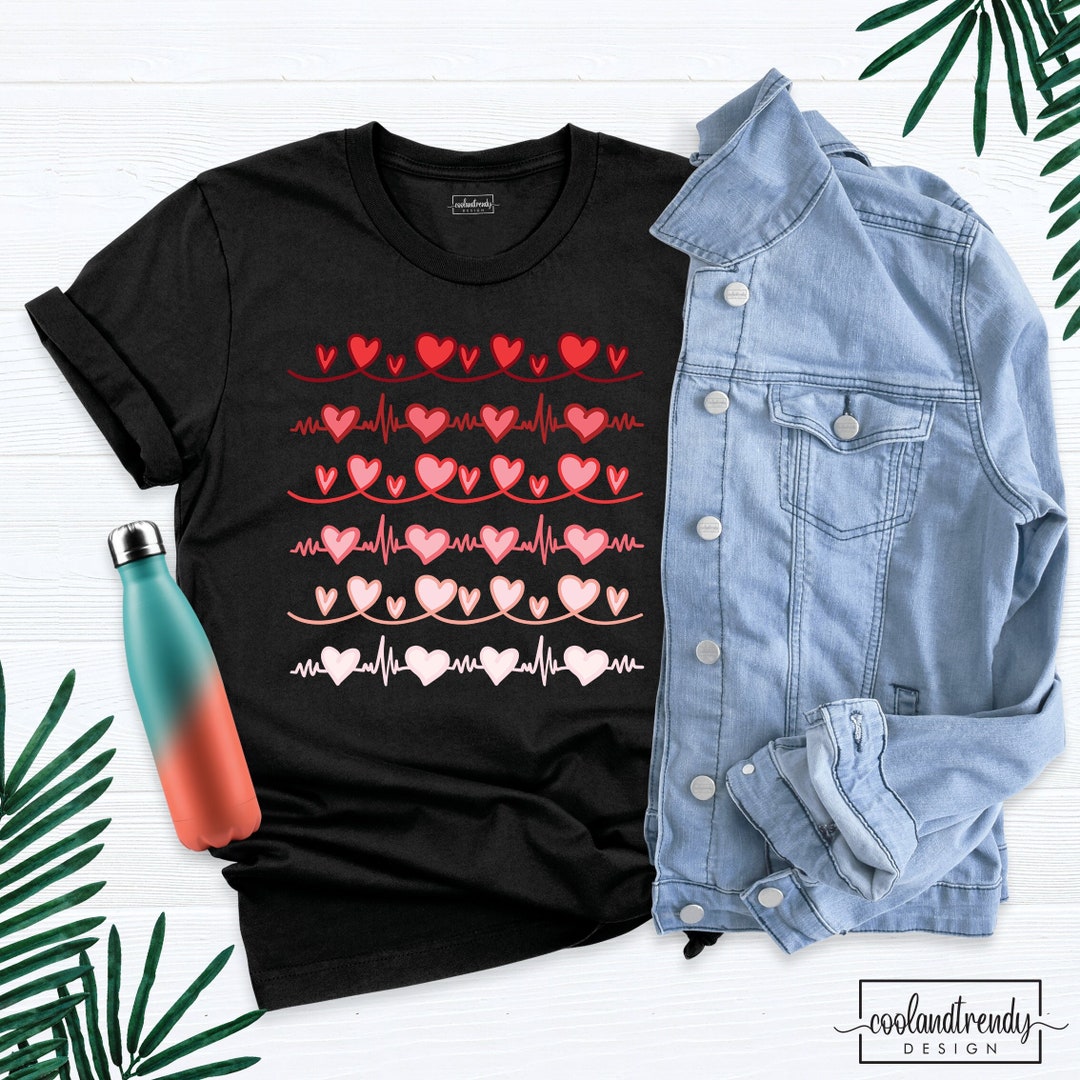 Heartbeat Love Valentine Shirt, Couple Matching Shirt, Cute Valentine ...